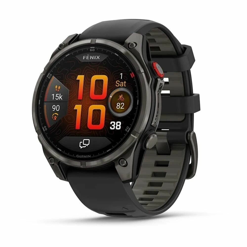 Умные часы Garmin Fenix 8 Pro 47mm, Amoled/Sapphire, Carbon Grey DLC Titanium with Black/Pebble Gray silicon Band (010-03198-01)
