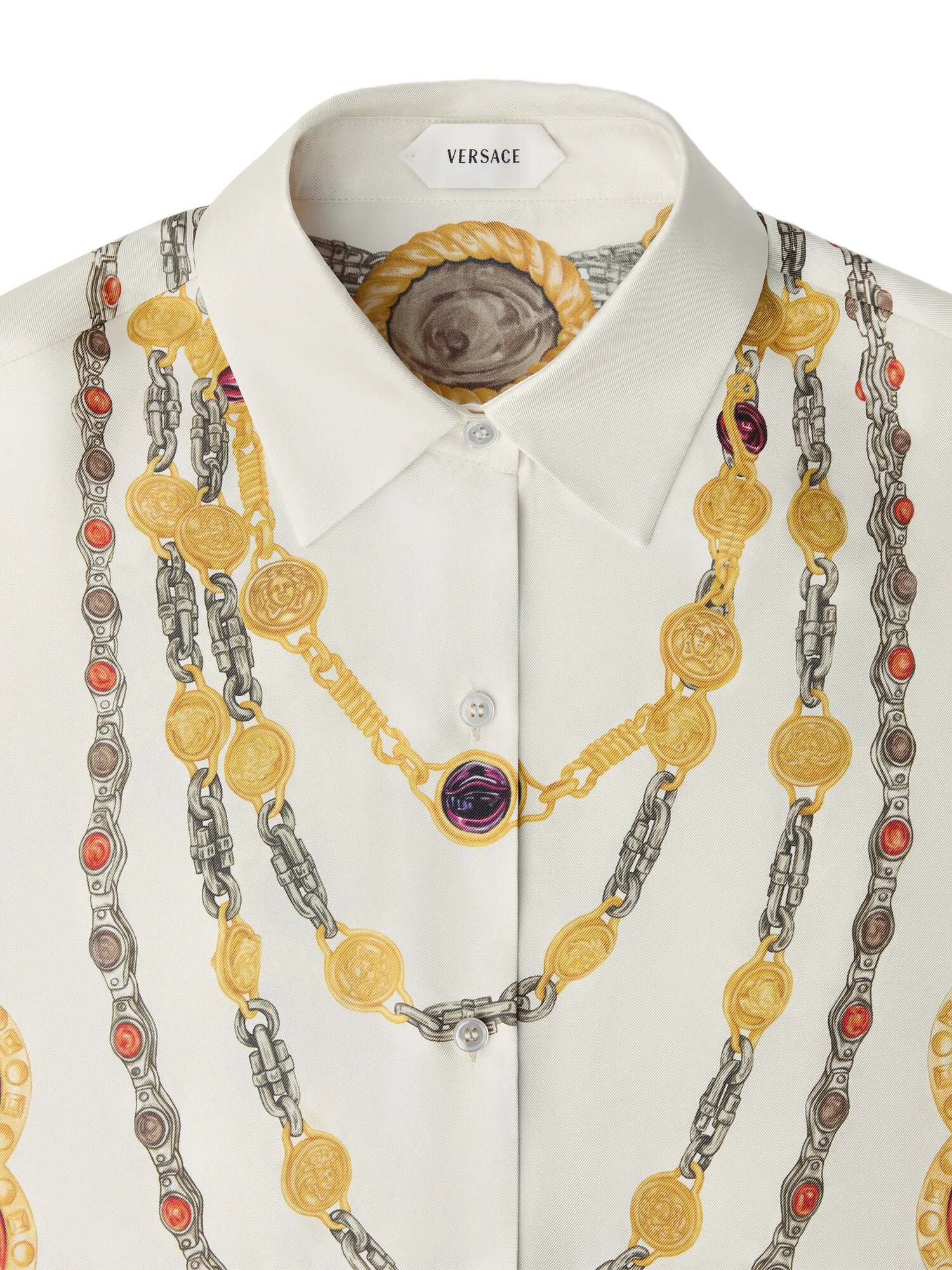 Рубашка Versace Printed silk twill shirt, размер 38, разноцветный — фото 1