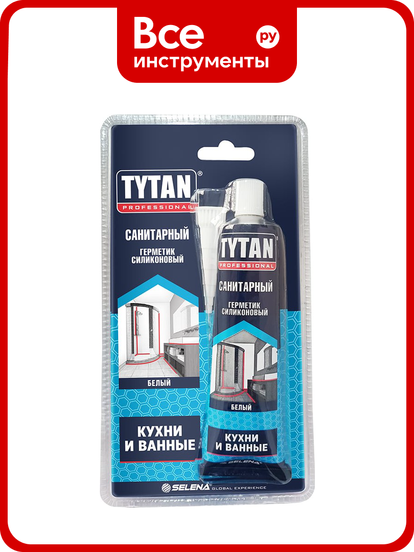 Силиконовый санитарный герметик, TYTAN, TYTAN PROFESSIONAL прозрачный, 85 мл 17649 270880, применения в зонах повышенной