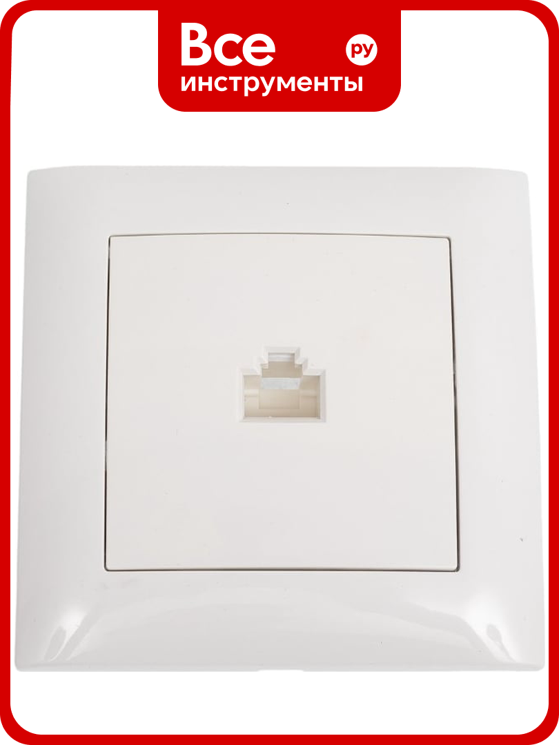 Телефонная розетка ARTSUN Standart SO PH-1-W, встраиваемая, белая, 1 гнездо, IP20, без защитных шторок, комплект с рамко
