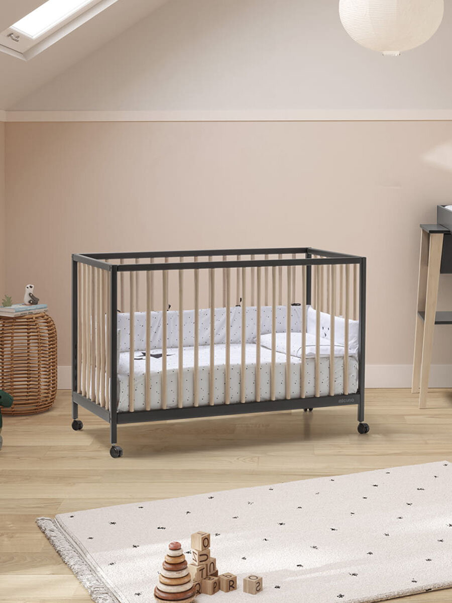 Кровать Micuna Mountain 120*60 антрацит/дерево (anthracite/wood)