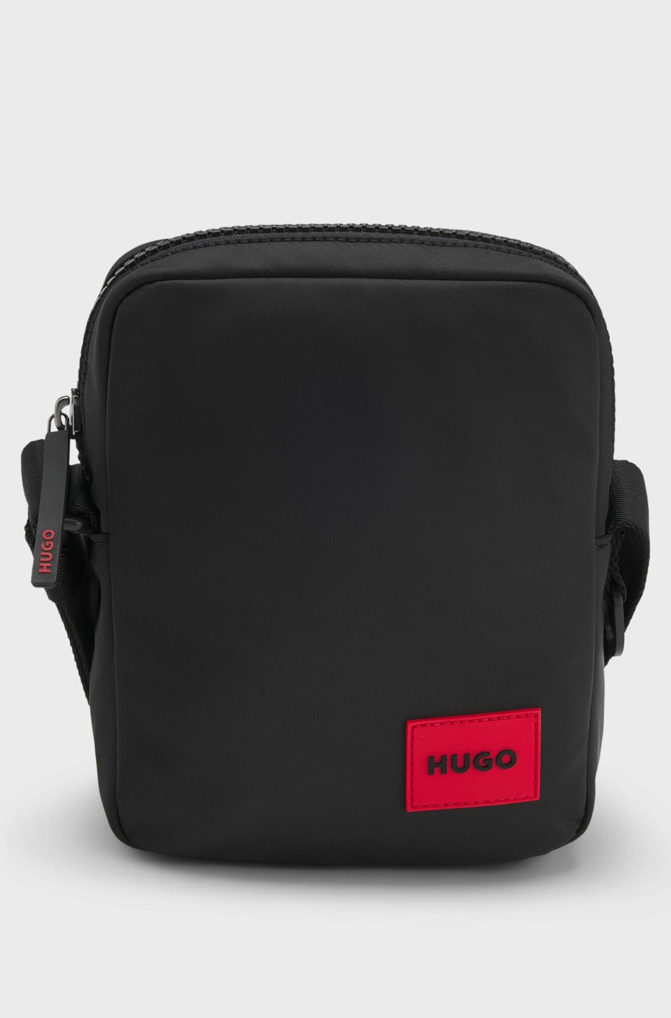 Сумка репортера с резиновой этикеткой с логотипом HUGO BOSS, размер 15 x 5 x 20 см, цвет черный