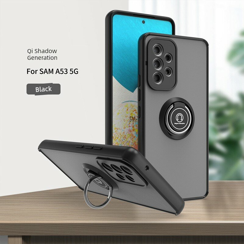 Samsung Galaxy A22 5G Силиконовый чехол с защитным кольцом черный для смартфона