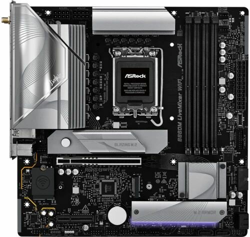 Материнская плата ASRock B860M LiveMixer WiFi - LGA 1851, Intel B860, 4xDDR5-5600 МГц, 1xPCI-Ex16, 3xM.2, Micro-ATX