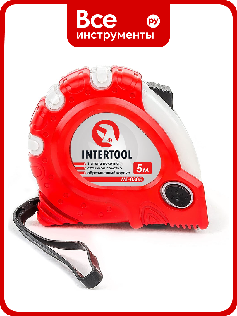 Рулетка с фиксатором INTERTOOL Супер Магнит blister 5 м х 19 мм MT-0305