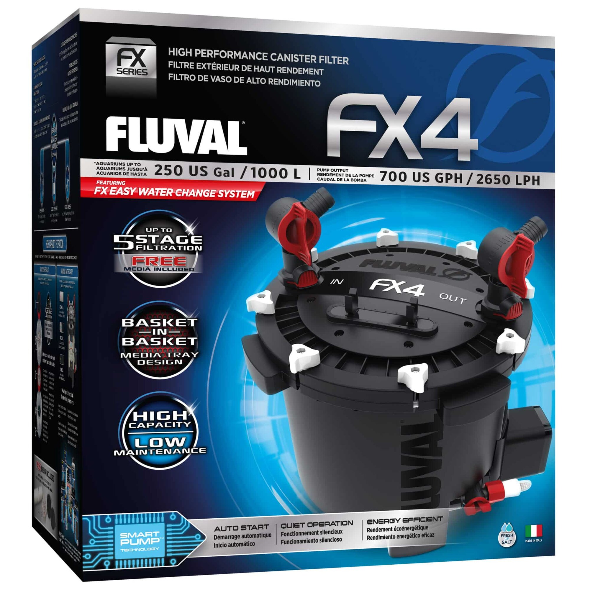 Фильтр внешний Fluval FX4, 2650л/ч, для пресноводного и морских аквариумов до 1000 литров.