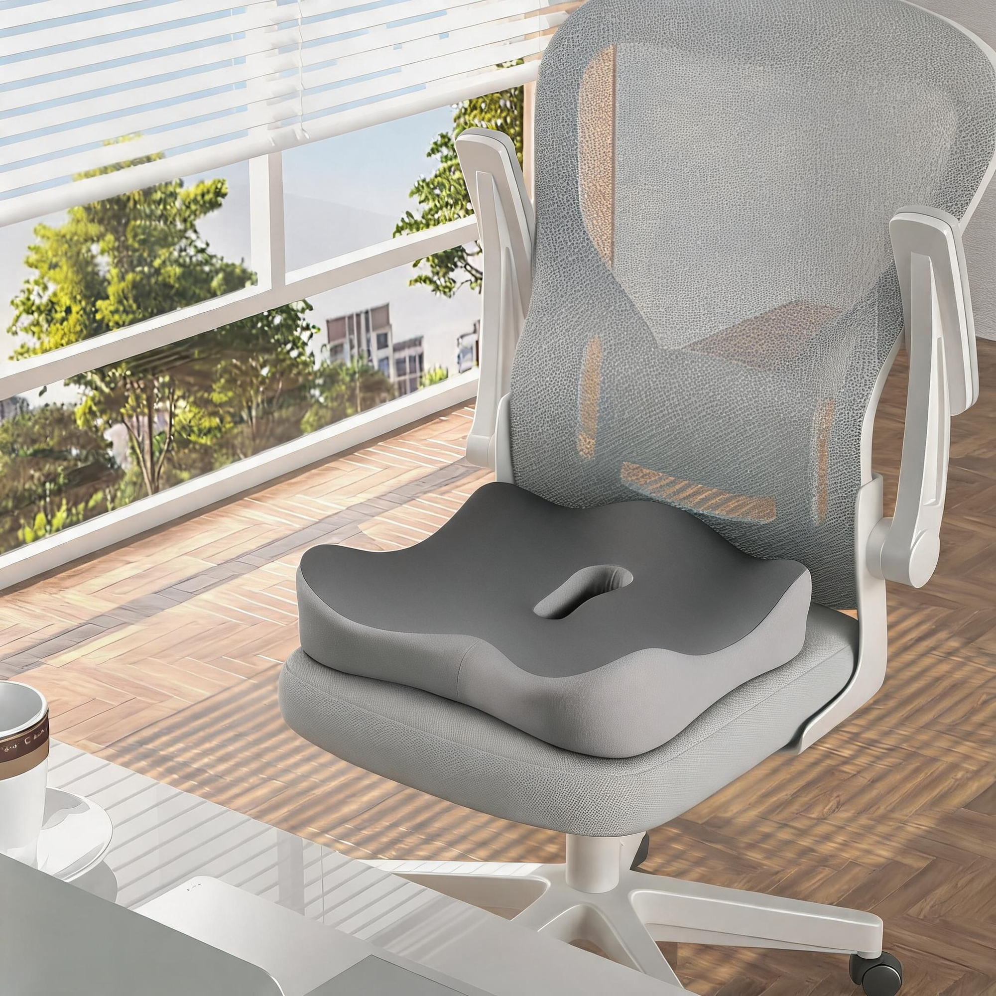 【Ergonomic Office Seat Cushion】3-Zone Memory Foam Lumbar Support Pillow Breathable Posture Corrector for Car Office Wheelchair