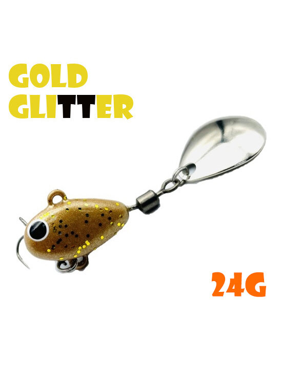 Блесна Тейл-Спиннер для рыбалки Uf-Studio Hurricane 24g #Gold Glitter