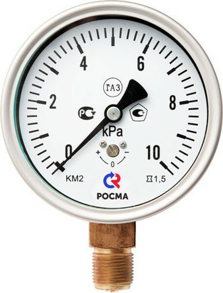 Манометр с поверкой Росма КМ-22Р 0-6 кПа 100 мм G1/2" кл.1.5, 00000002253