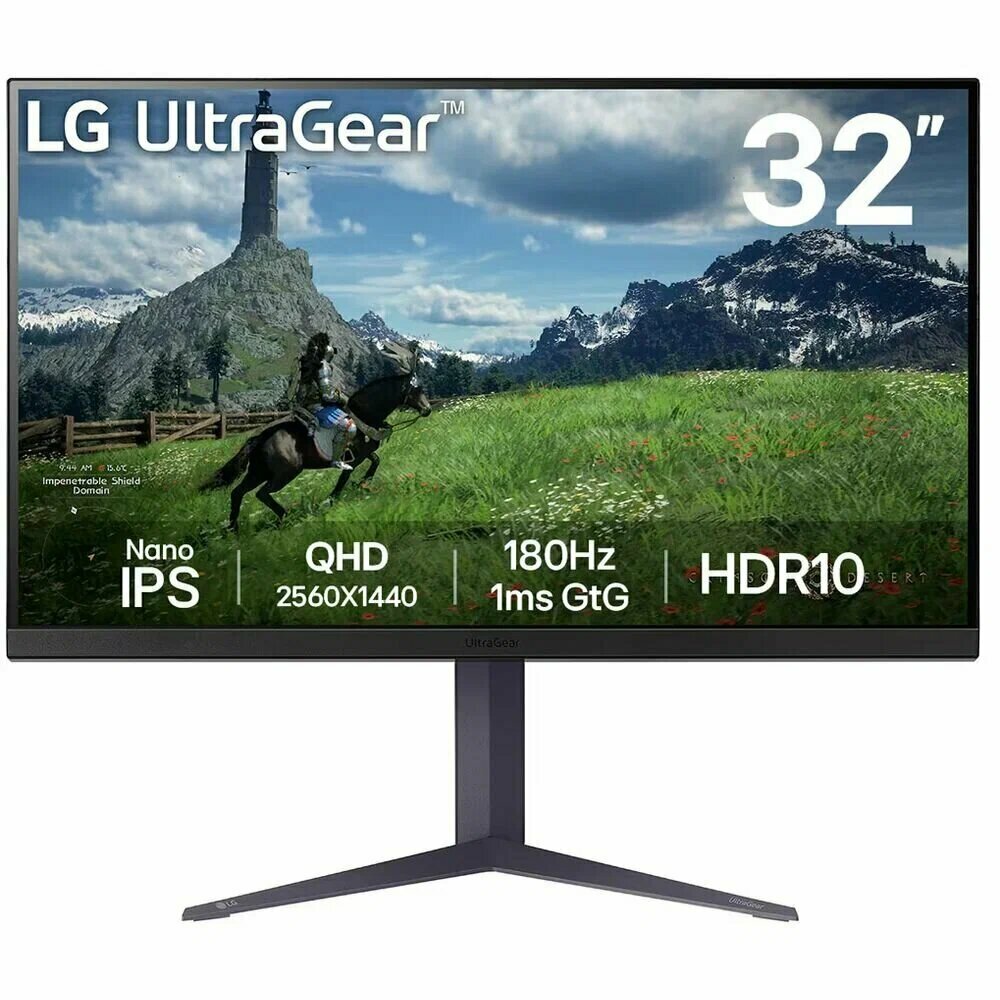 Монитор LG 32" 32GS85Q-B, 2560x1440, IPS, 180 Гц, HDMIx2+DP+USB, регулируемый, черный (32GS85Q-B. ARUZ)