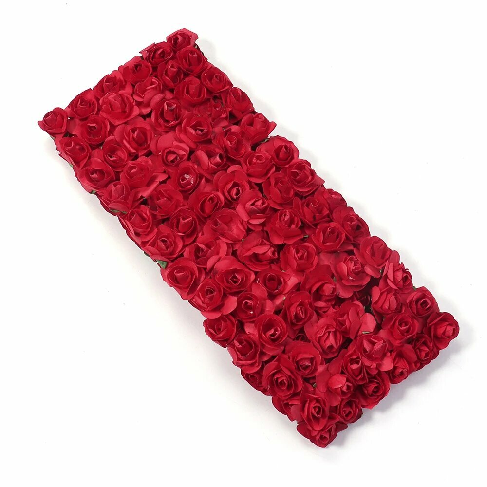Искусственные розы 2 см, бумага, 144/288 шт. Красный, 288Pcs, Red