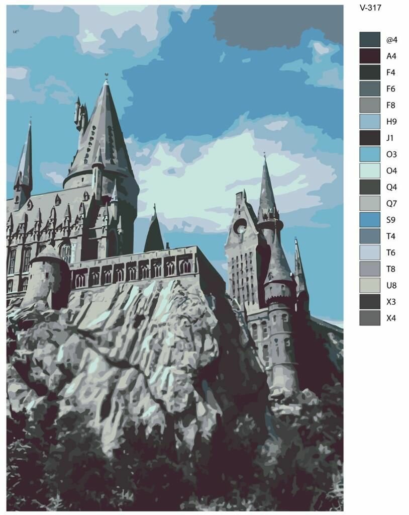 Картина по номерам V-317 "Гарри Поттер (Harry Potter). Хогвартс", 40x60 см