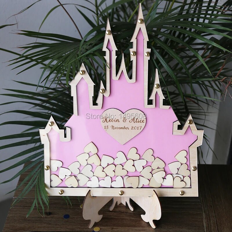 Деревянная свадебная подарочная коробка qubiclife 35x25cm 50heart, with small box