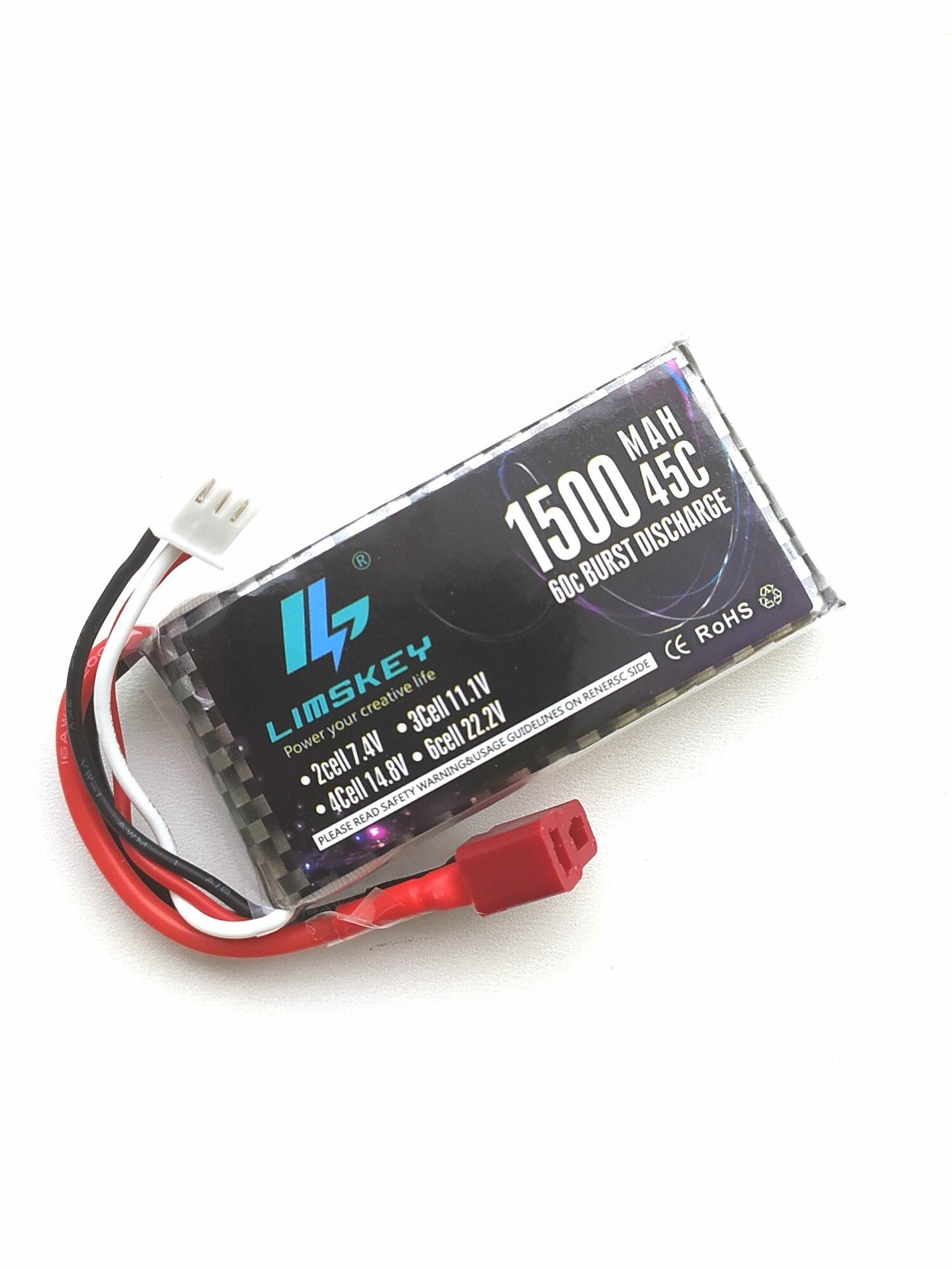 Аккумулятор LiPo 2S 7,4V, 1500mAh, 45C T-Plug