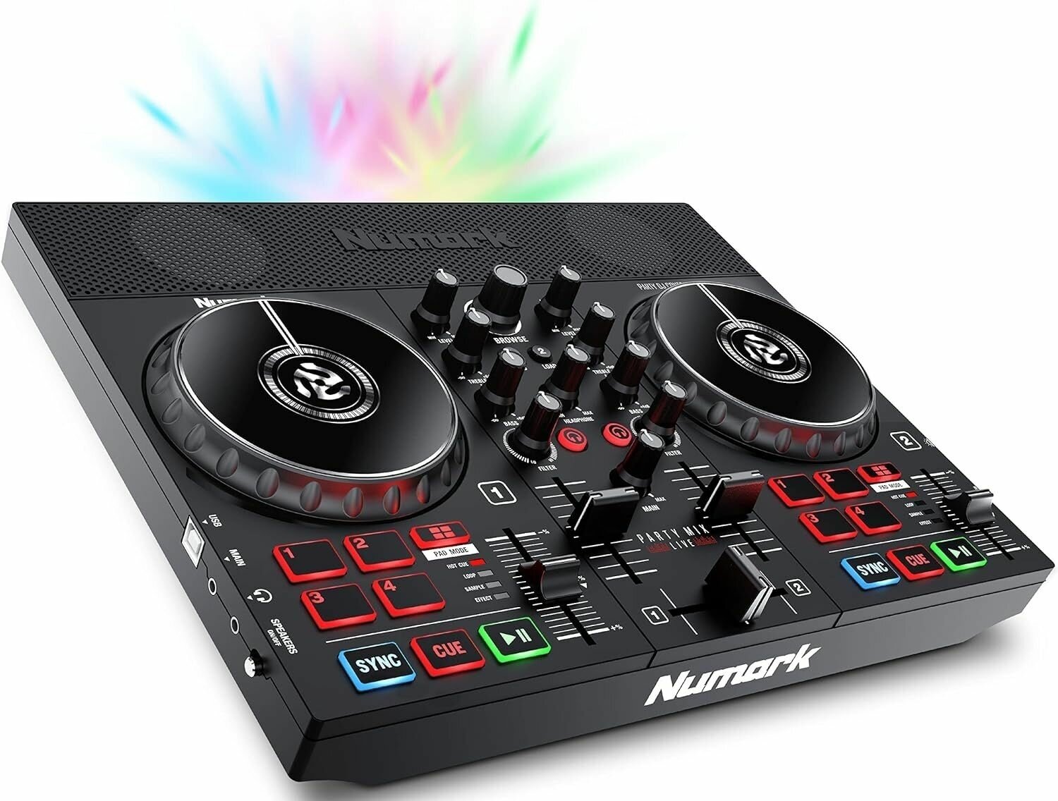 Numark Party Mix Live - DJ-контроллер со встроенными колонками, светом для вечеринок и DJ-микшером