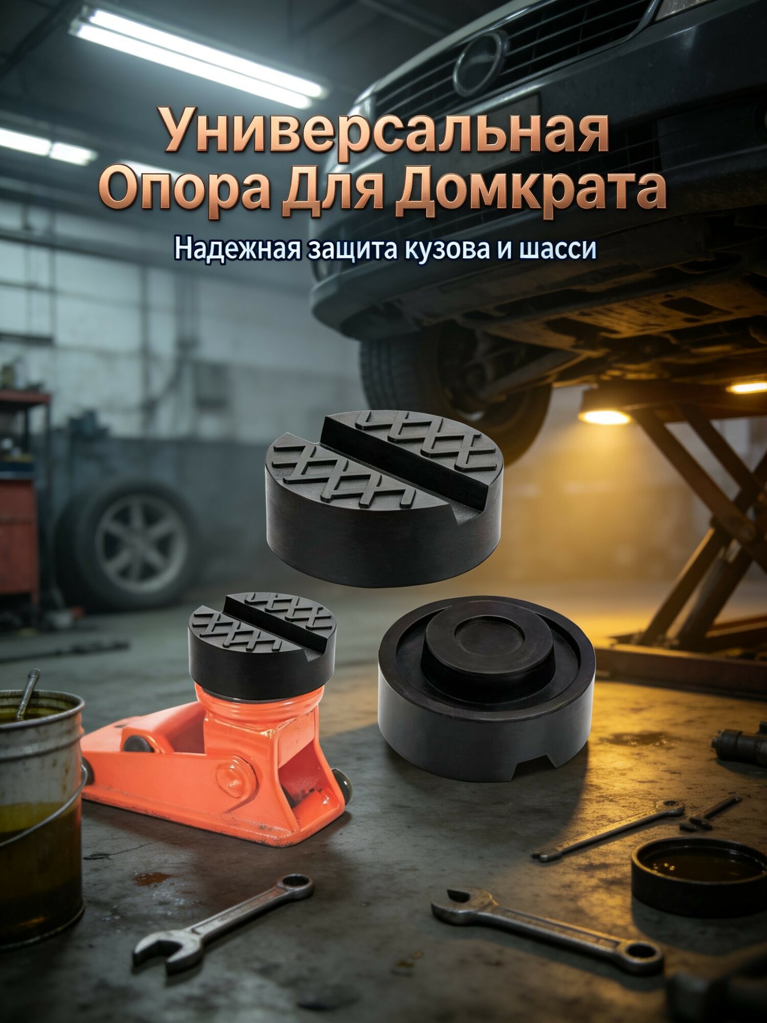 Опора для домкрата Низкоподхватный 02, подставка для безопасного и устойчивого подъема автомобиля при ремонте