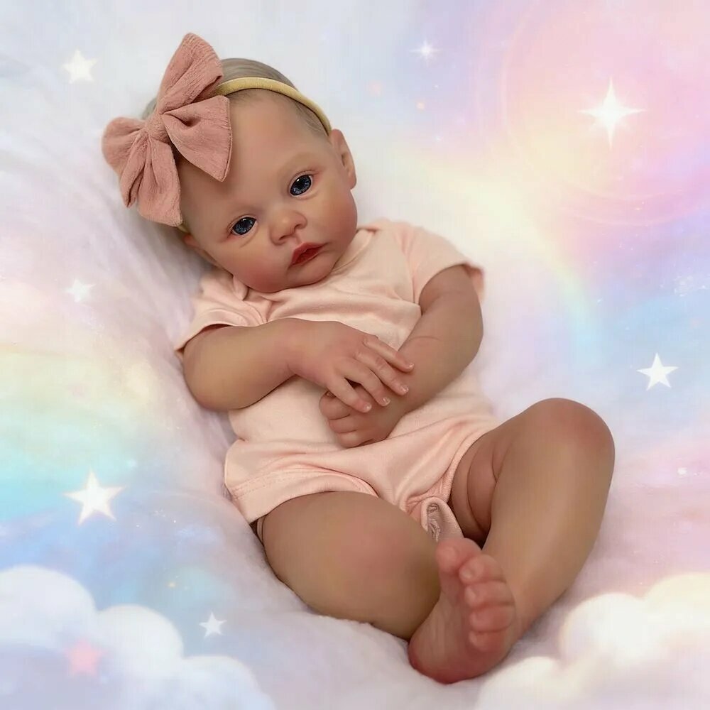 BZDOLL Кукла реборн 45 см, кожа 3D с ручной росписью, мягкие виниловые конечности и тканевое тело