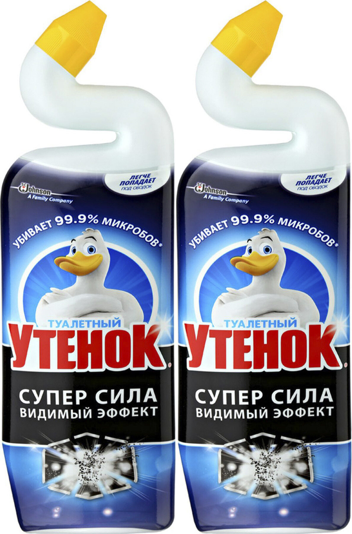 Чистящее средство Туалетный Утенок Супер сила видимый эффект для унитаза 500 мл, комплект: 2 упаковки по 500 мл