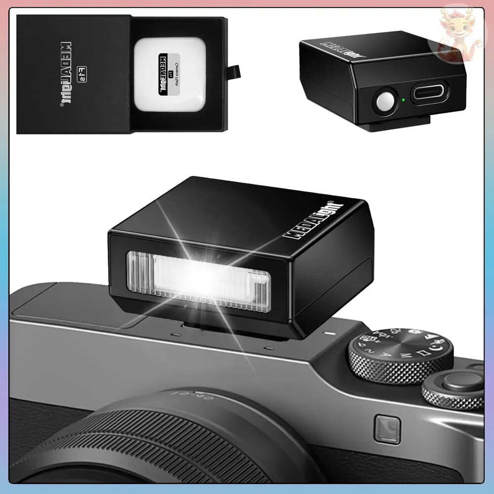 MEDALight F1s Мини-вспышка для фотоаппарата, портативная вспышка Speedlite с горячим башмаком для цифровых зеркальных фотоаппаратов