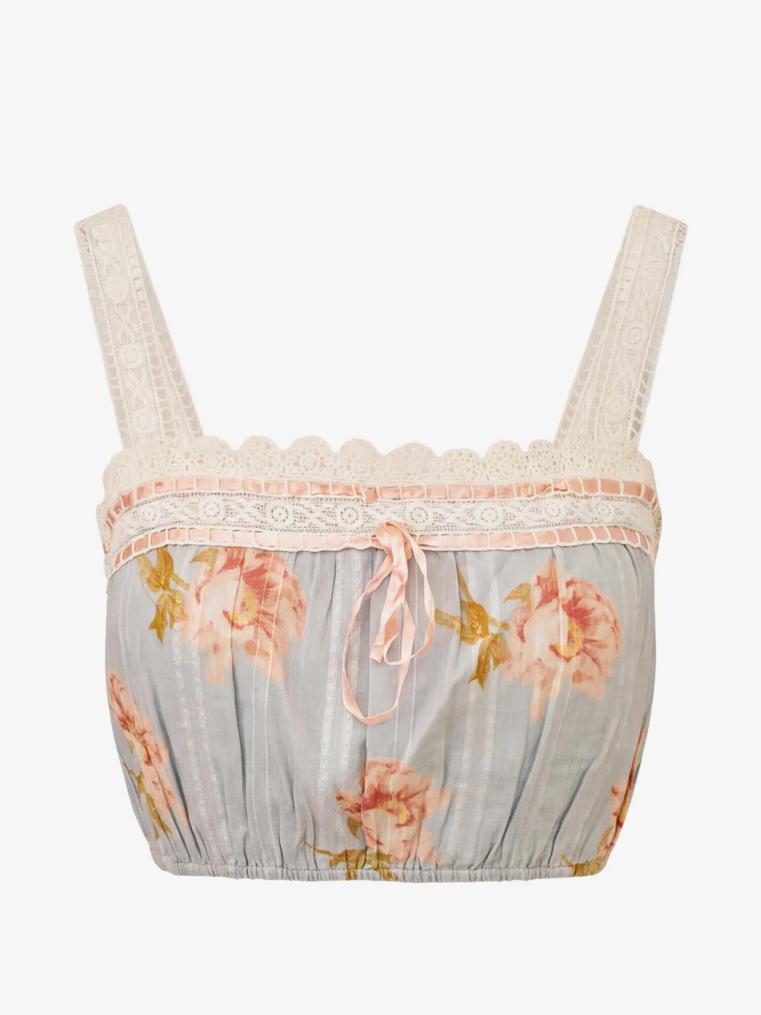 Блуза Broca peony-print lace-trim cropped blouse