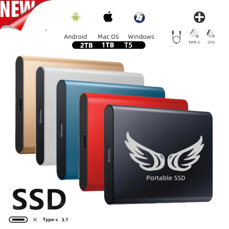 Портативный высокоскоростной SSD внешний диск 6 ТБ синий - компактное хранилище USB-C для ноутбука и мобильных устройств