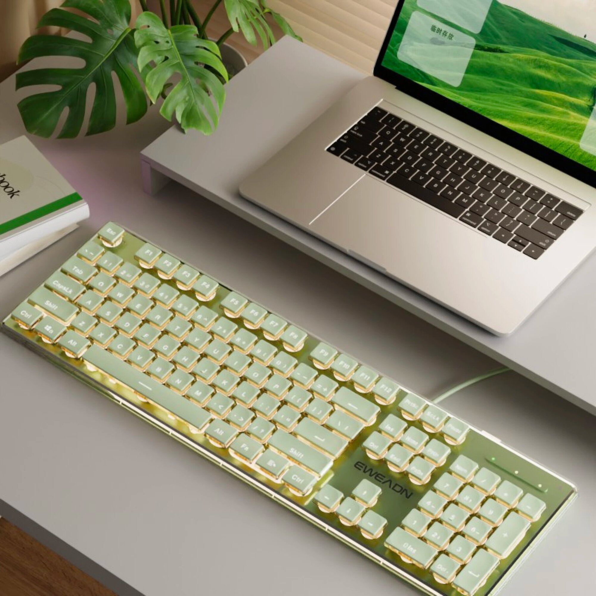 Проводная игровая клавиатура EWEADN V3 мембранная Зеленый, Зеленый, Green