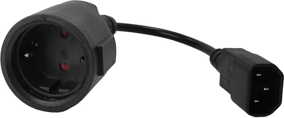 Шнур питания Lanmaster LAN-PPS/14-0.2-BK Schuko-С14 проводник:3x0.75мм2 0.2м 220В 10А (упак:1шт) ч