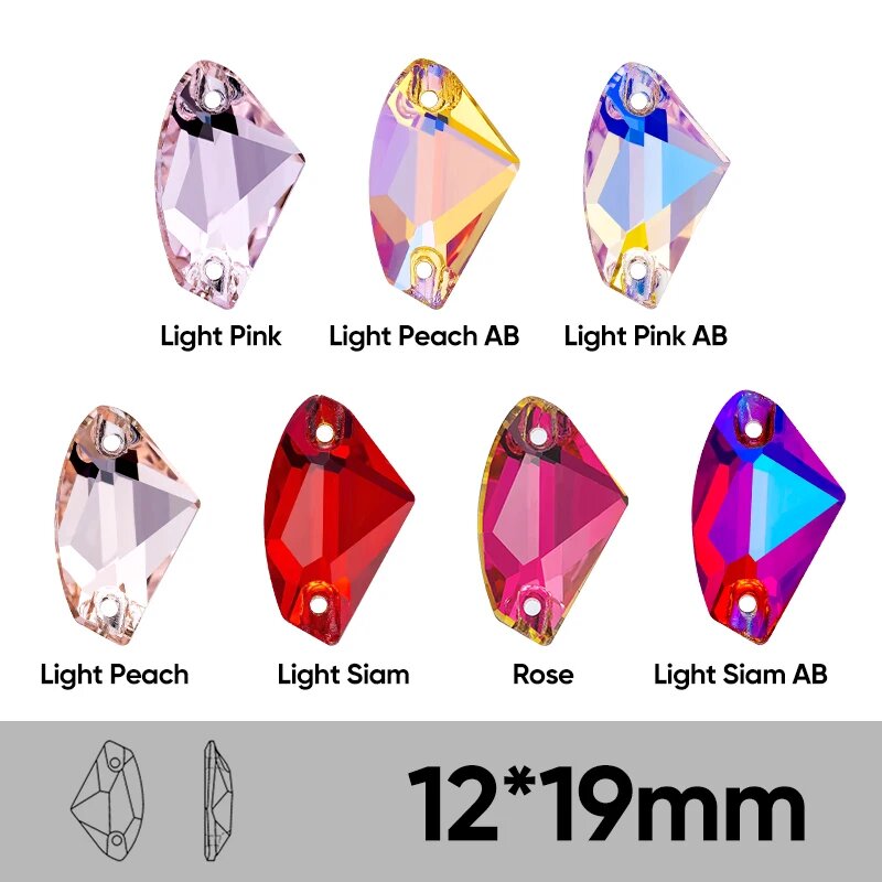 Стразы фигурные Light Pink 12x19mm