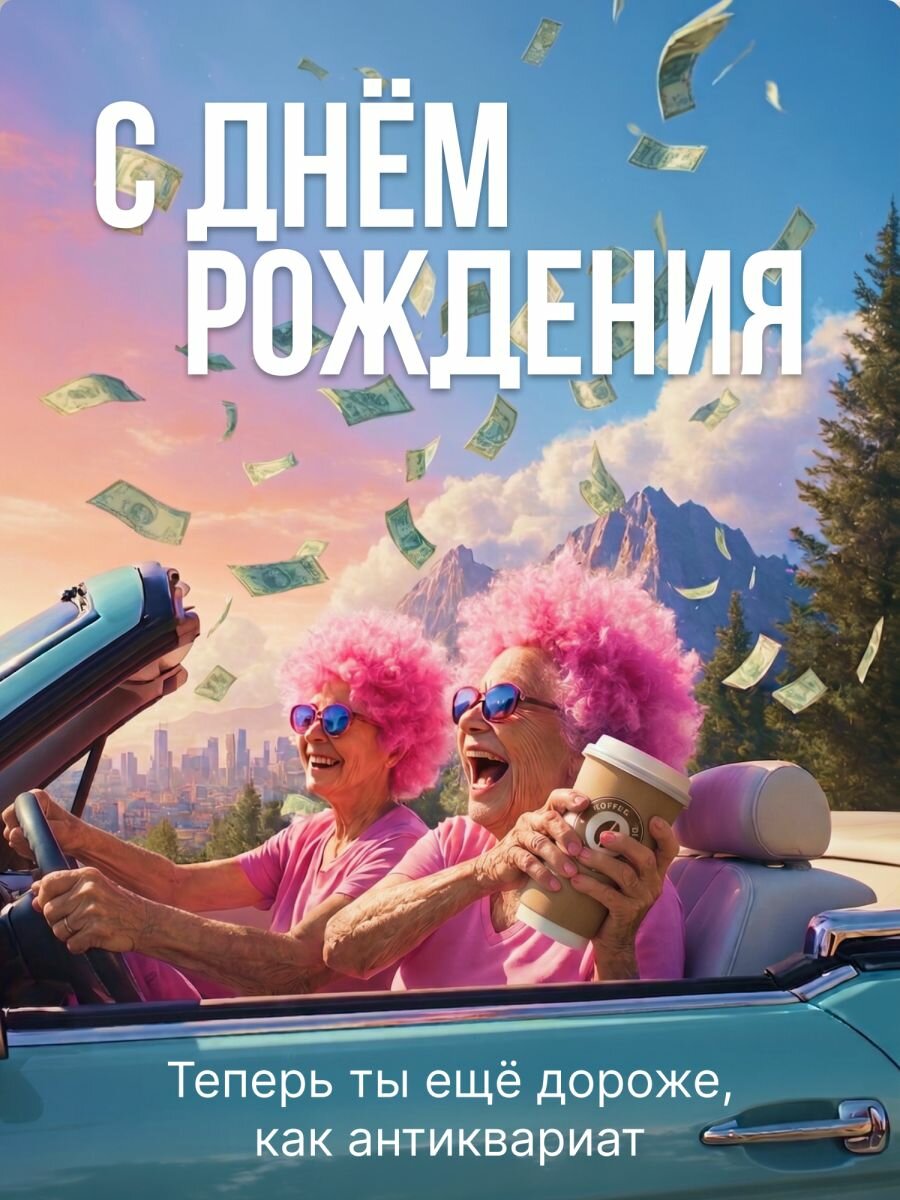 Открытка магнит на холодильник "С днём рождения", в подарочной упаковке, 1шт, 6х9см