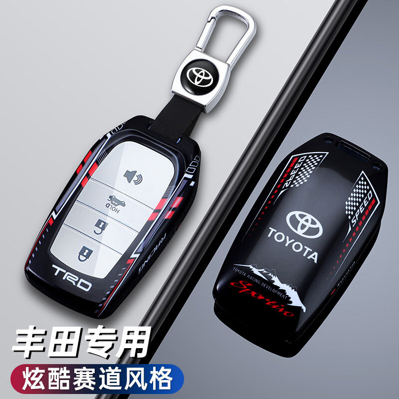 A Style 5-Button Key Fob Case Black Red Rope Clasp Compatible with Toyota Models
