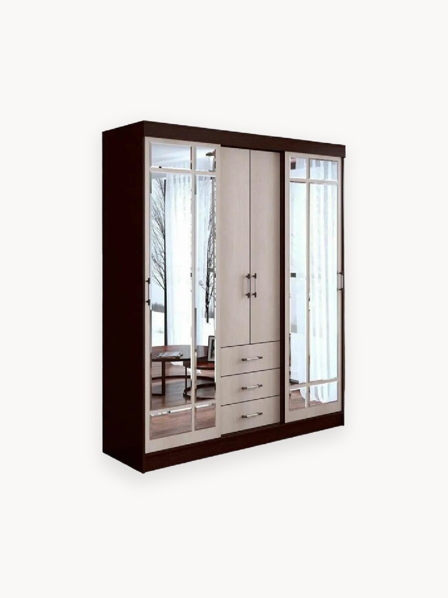 Шкаф-купе "Мэрия" , цвет венге / лоредо, размер 220х60х170 см