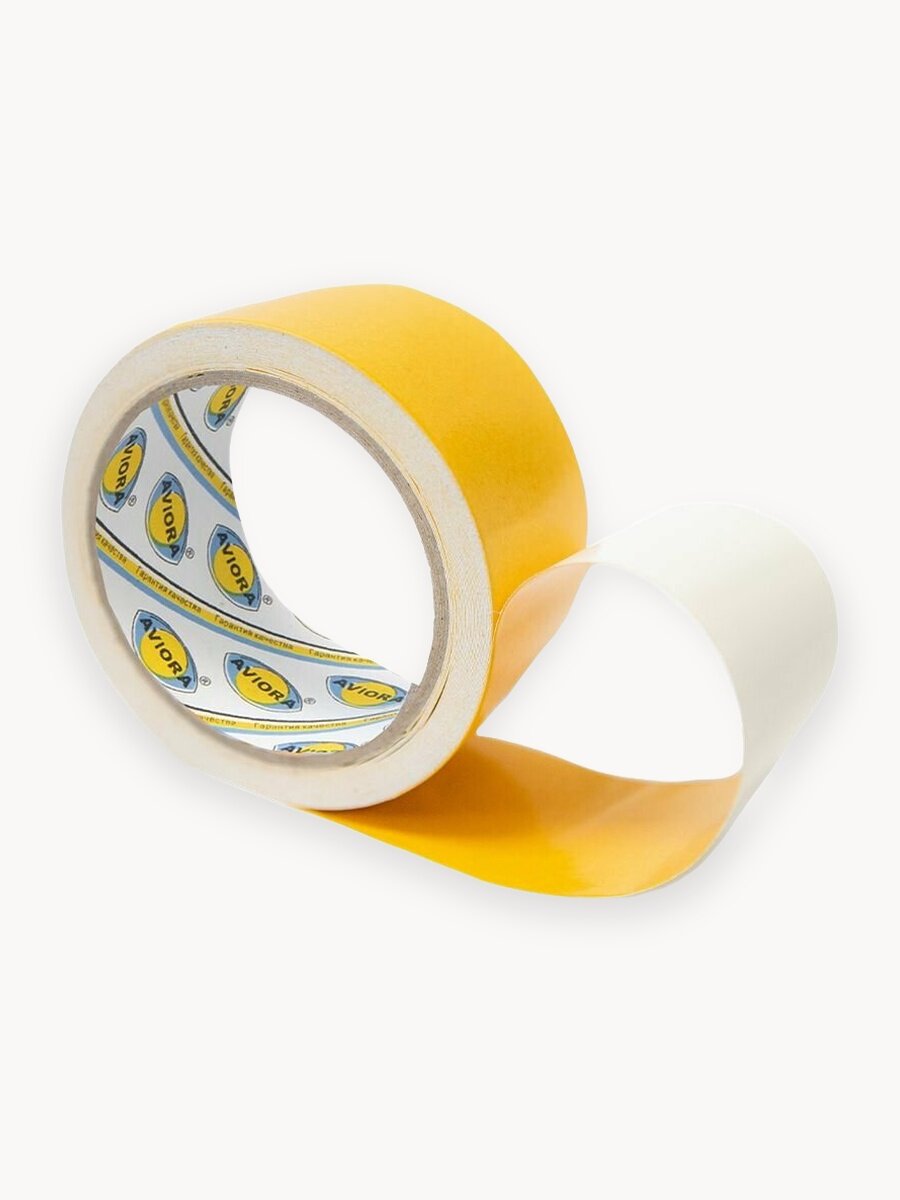 Двусторонняя клейкая лента на тканевой основе Aviora, 50мм * 10м, 220 мкм, от -20 С до + 70 С, белая