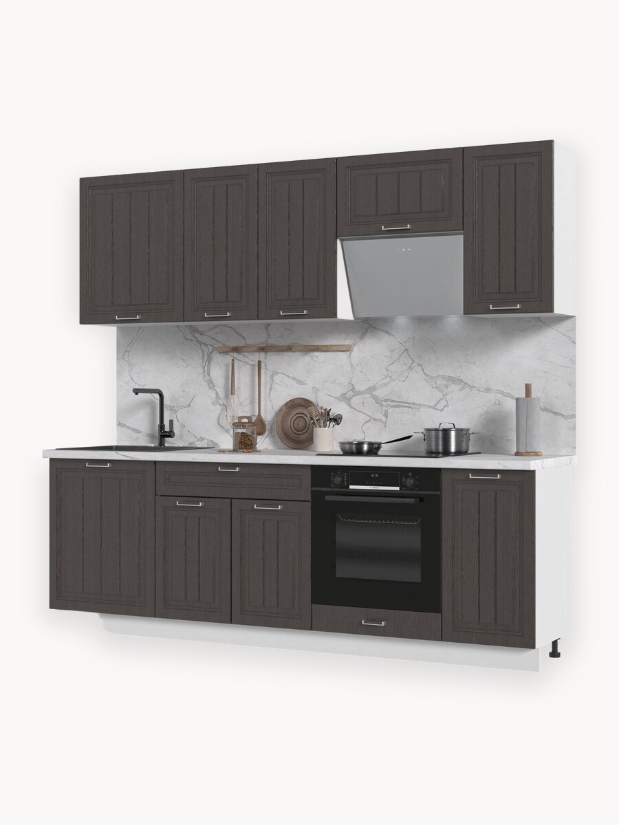 Кухонный гарнитур, столешница Мрамор Итальянский 38мм, Кухня Чехия 240см Белый/Венге