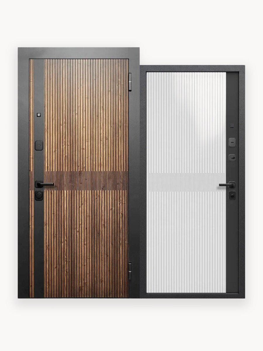 Дверь входная металлическая SL-11 2050х860 мм, правая, Орех/Сатин Белый