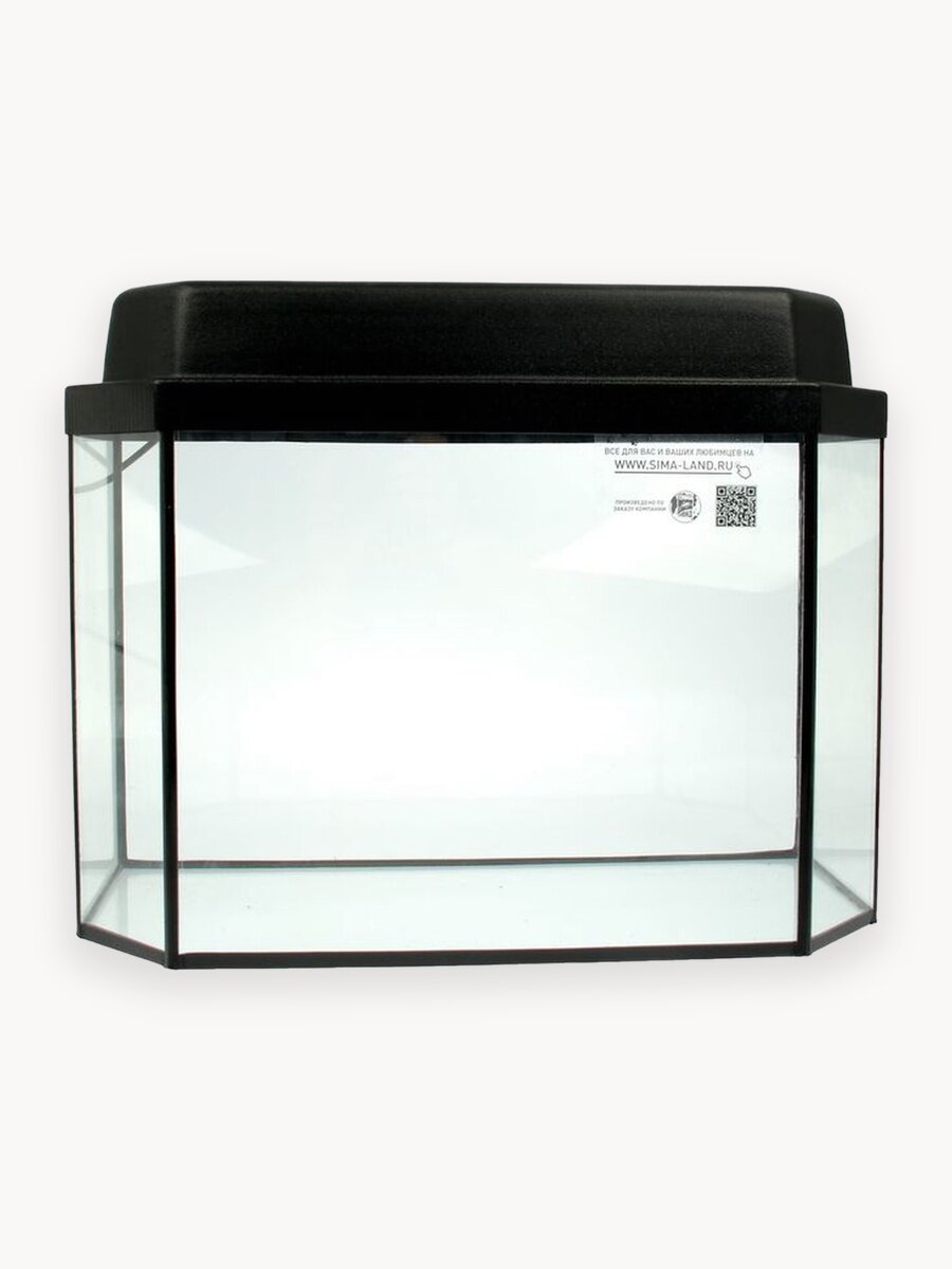 Аквариум "Панорамный" с крышкой, 40 литров, 51 х 23 х 34/39 см, чёрный