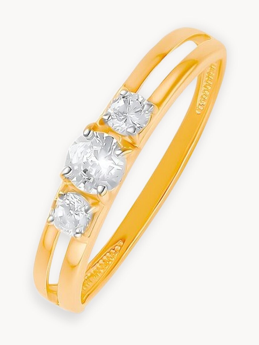 Кольцо помолвочное, красное золото, 375 проба, родирование, фианит