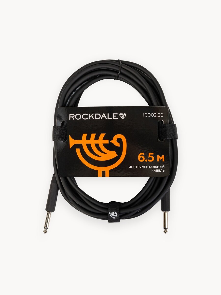 ROCKDALE IC002.20 Гитарный кабель с разъёмами TS моно для небалансных соединений, OFC, 64x0,12+20x0,12, длина 6,5 м