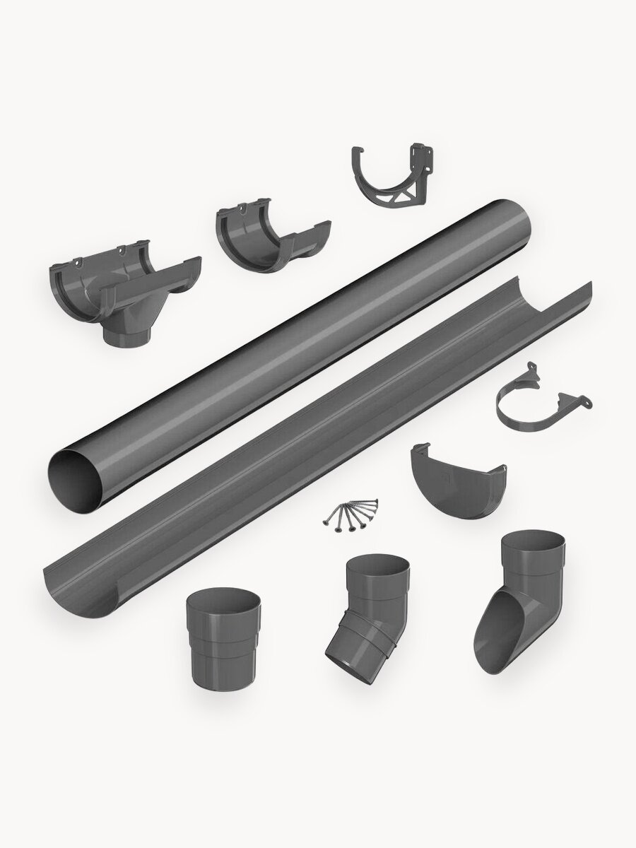 Водосточная система комплект, Технониколь оптима серый 120/80 мм, для ската 6м