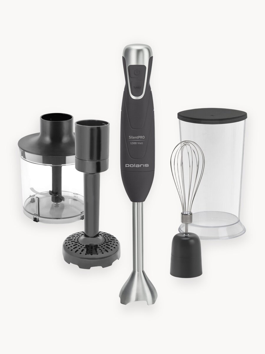 Погружной тихий блендер 4 в 1 PHB 1380 Silent ручной, измельчитель, миксер, блендер и насадка для пюре