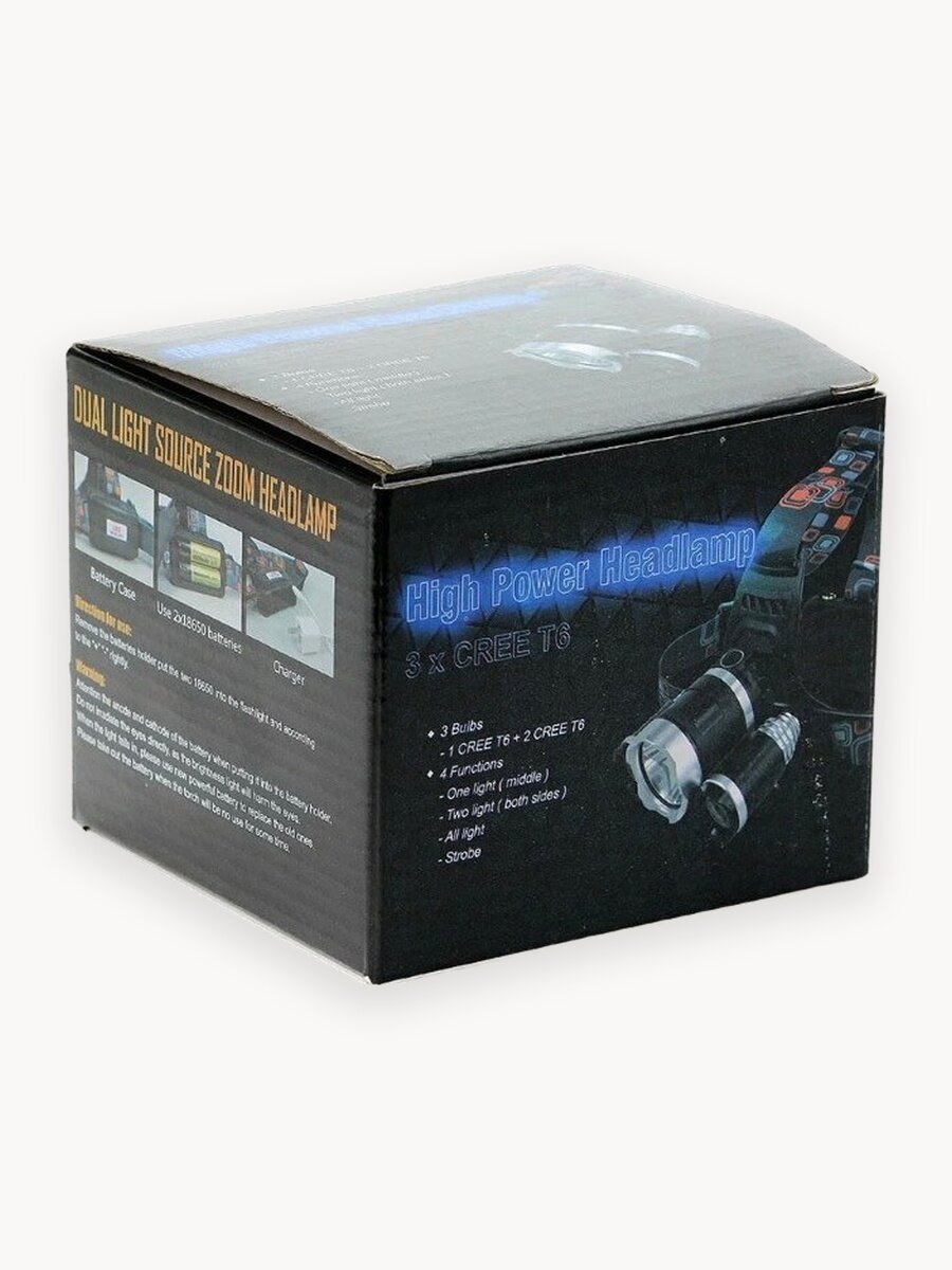 Налобный фонарь / яркий налобный фонарик / мощный дальнобойный фонарь с аккумулятором