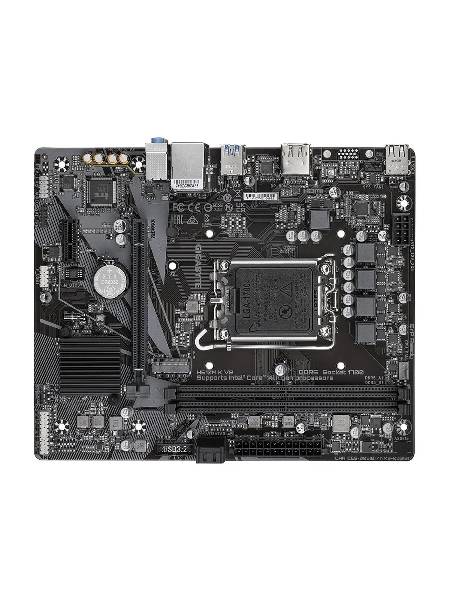 Материнская плата Gigabyte H610M K V2, Soc-1700, Intel H610, mATX