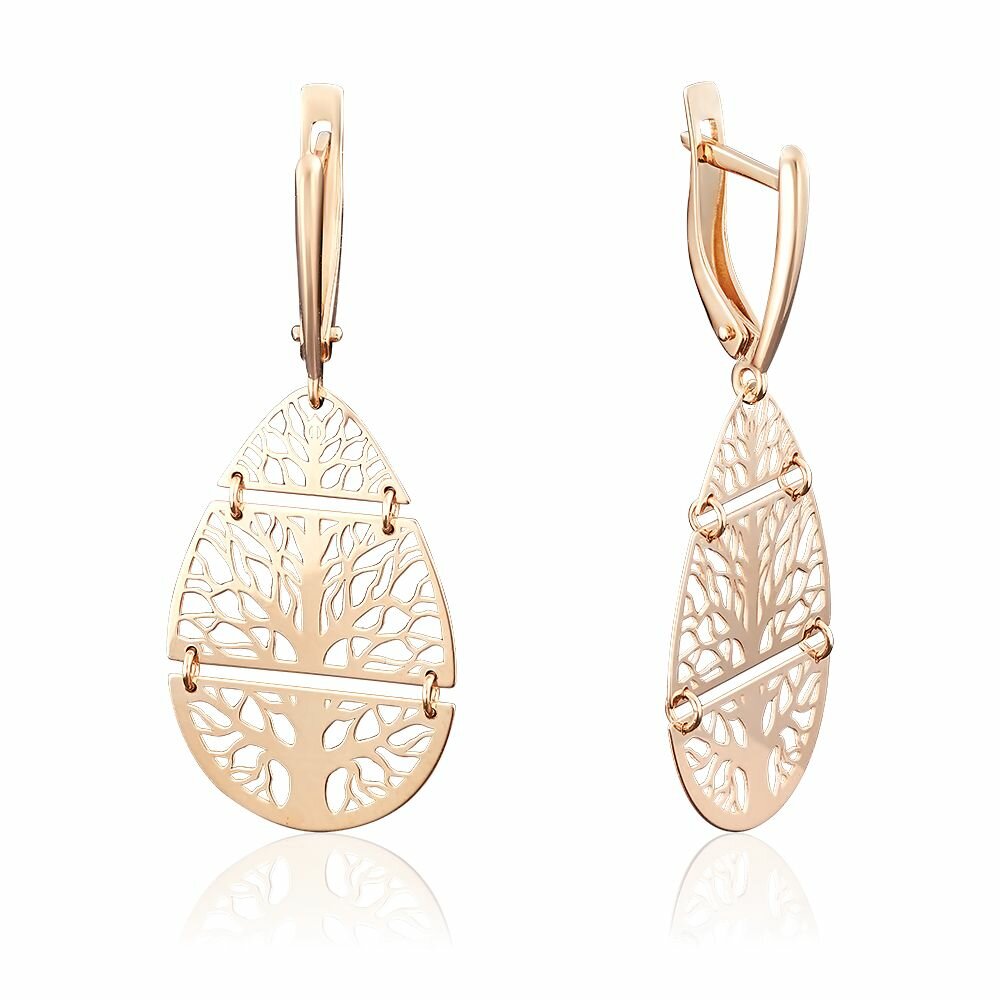 Серьги, красное золото, 585 проба