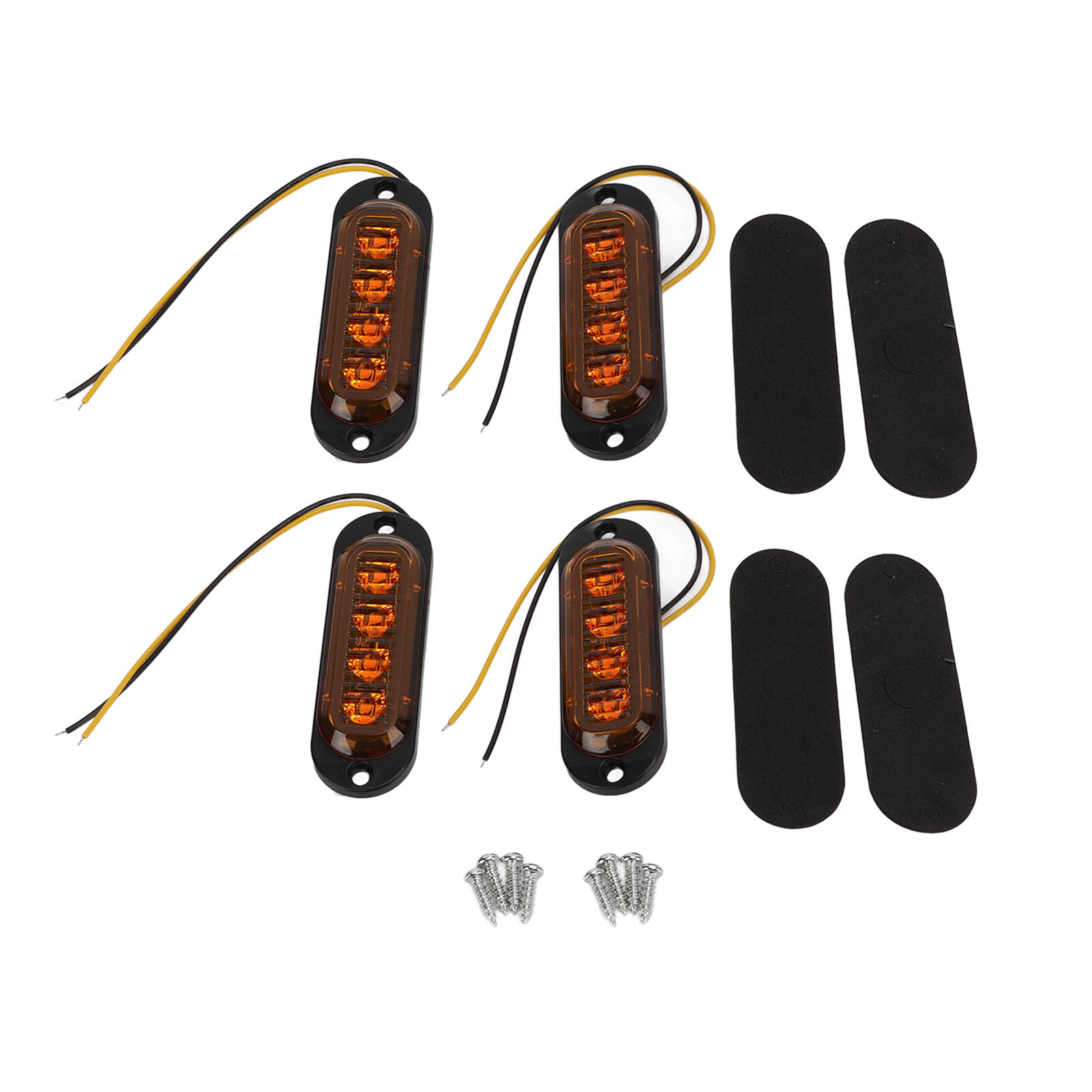 4Pcs Truck Side Lights High Brightness 3000K IP65 Waterproof LEDs Easy Installation Emergency Flash Light 12‑24VYellow
