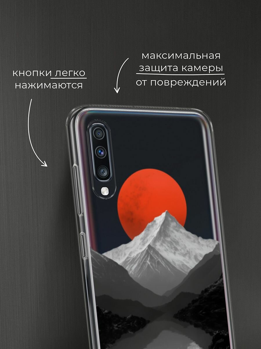 Чехол на Samsung Galaxy A70 / Самсунг Галакси А70 с принтом Белая гора 2, прозрачный — фото 1