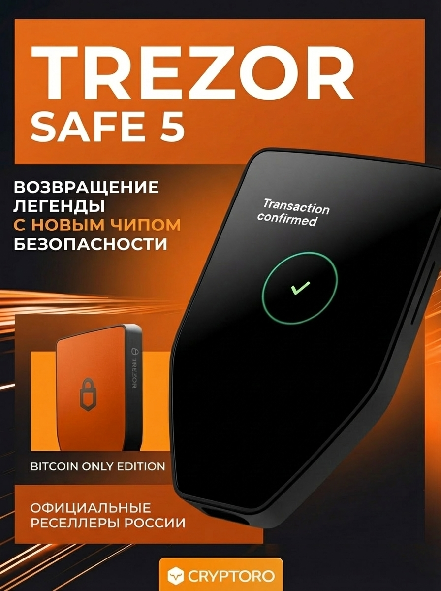 Аппаратный холодный криптокошелек Trezor Safe 5 Bitcoin-only