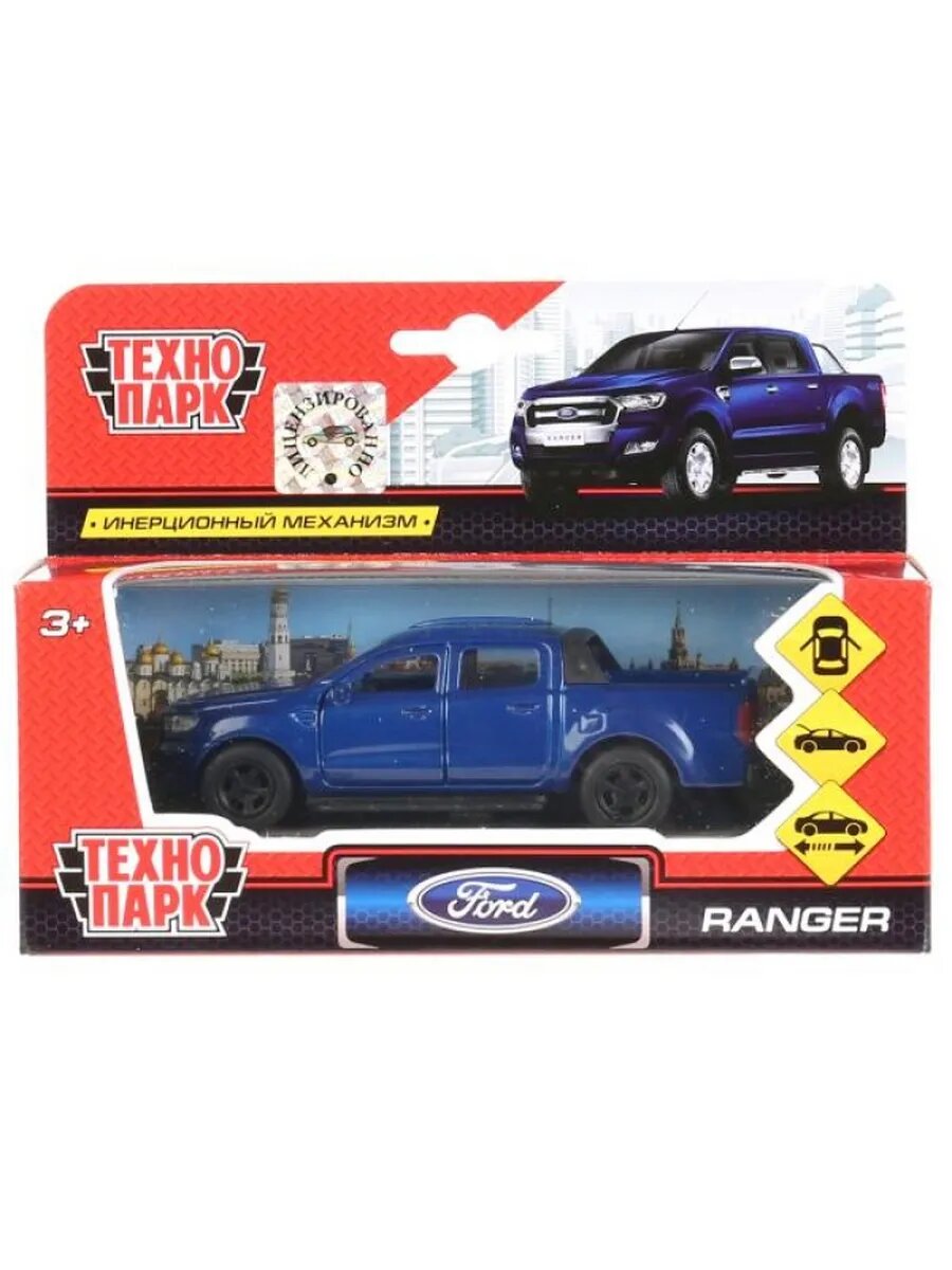 Машина металл FORD ranger пикап, 12 см, . дв, багаж, инерц