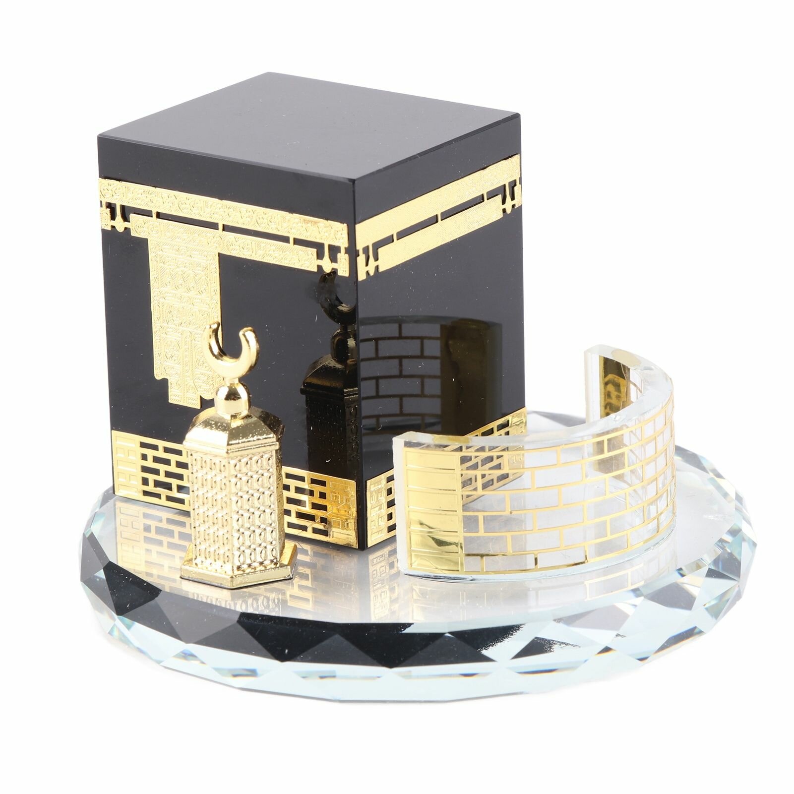 Мусульманская хрустальная модель Каабы, позолоченная исламская постройка, сувенир ручной работы, декоративный подарок на автомобиль