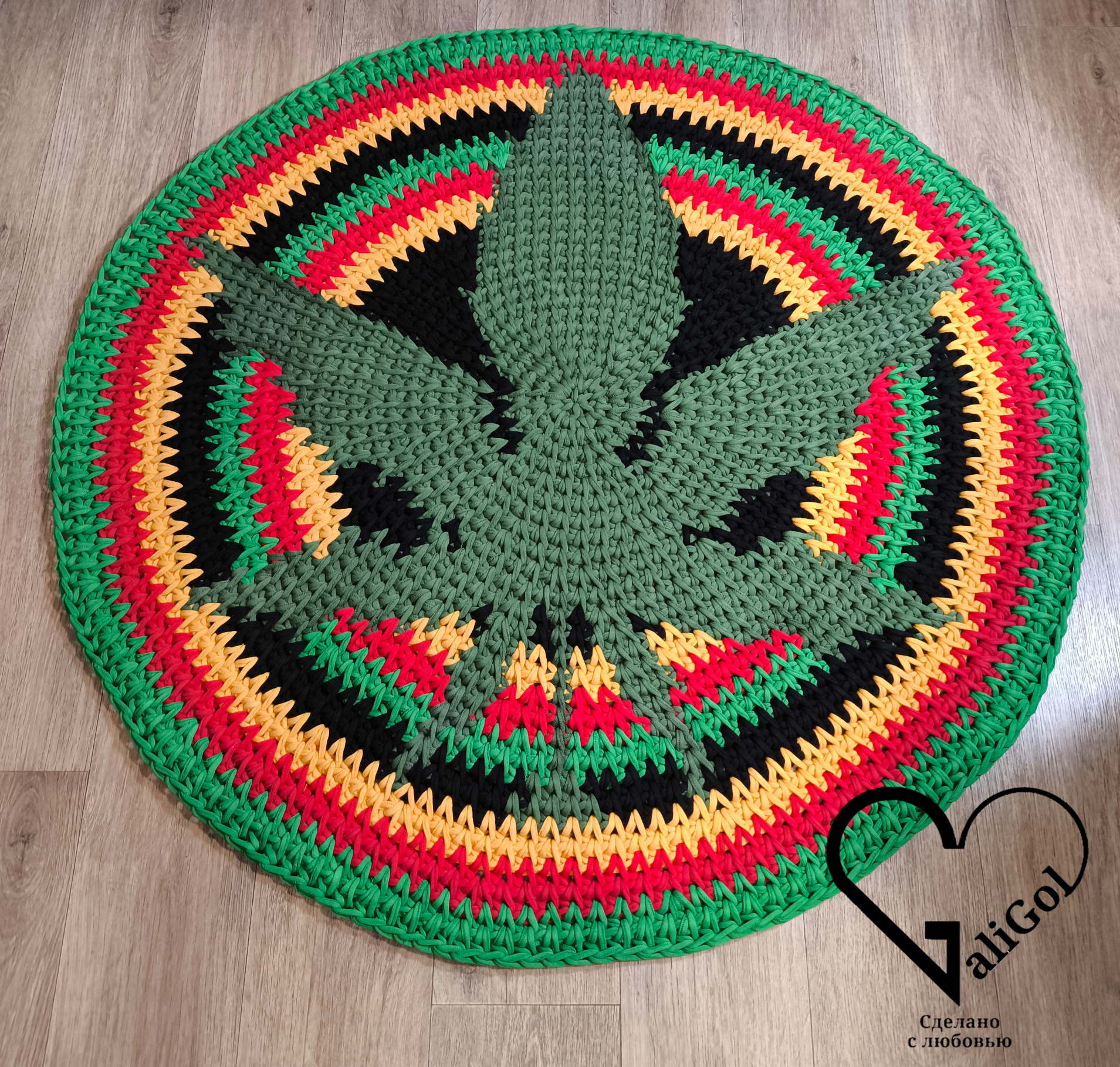 Эко коврик. Круглый вязаный хлопковый ковер, ручной работы для гостиной, спальни, прихожей, ванной и бани. Конопля