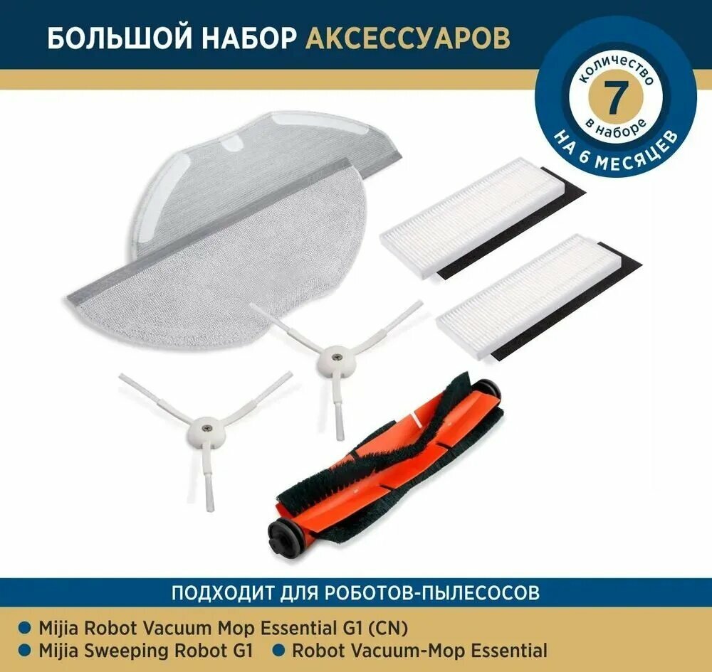 Комплект аксессуаров для робота-пылесоса Xiaomi Mijia Sweeping Robot G1, Mi Robot Vacuum - Mop Essential, MJSTG1, SKV4136GL Viomi V3 Max