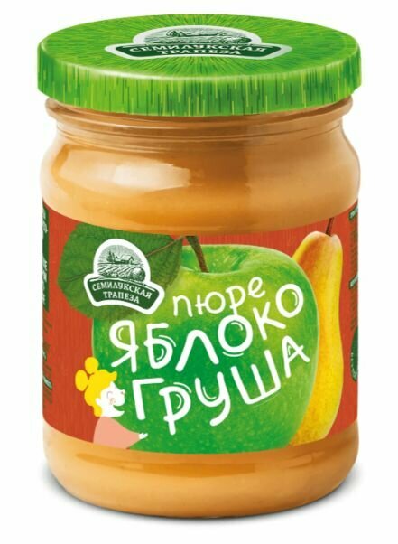 Семилукская трапеза Пюре фруктовое Яблочно-грушевое 260 г. , 12 штук